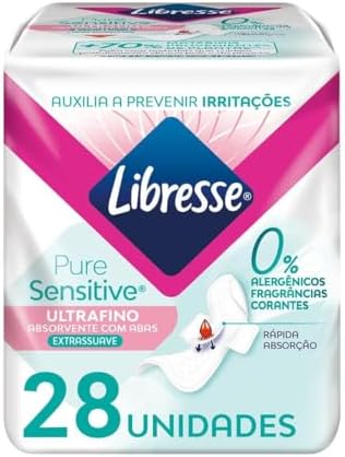 Libresse, Absorvente Pure Sensitive Ultrafino dia com Abas 28 unidades ...