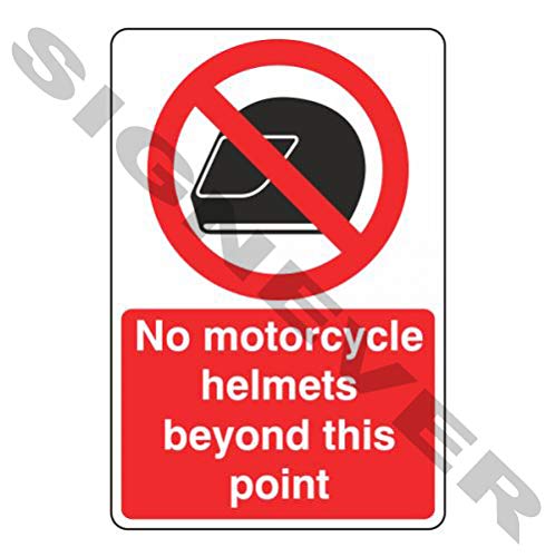 SIGN EVER No Motorcycle Helmets Information Sign Board For Park Office ...
