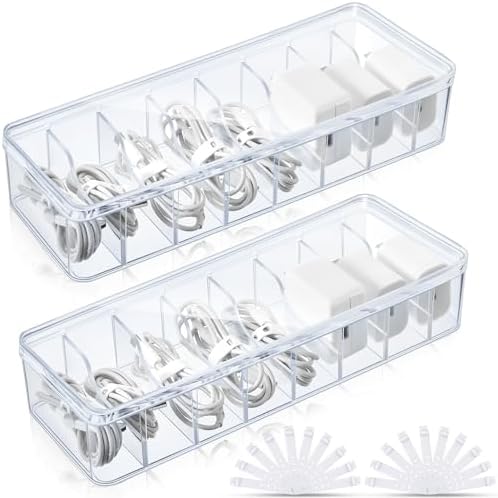 Amazon.com: Tatuo 2 Pcs Cable Organizer Box with Wire Ties, Plastic ...