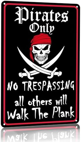 Amazon.com : Pirate Theme Pin Signs Decor 12"x8" Metal Sign Pirates ...