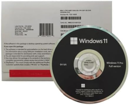 Microsoft Windows 11 Pro 64-Bit OEM DVD Lifetime (for New System ...