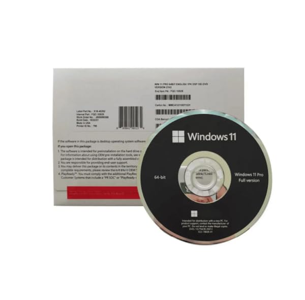 Microsoft Windows 11 Pro 64-Bit OEM DVD Lifetime (for New System ...