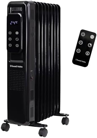 Russell Hobbs 2000W/2KW Oil Filled Radiator Digital 9 Fin Portable ...
