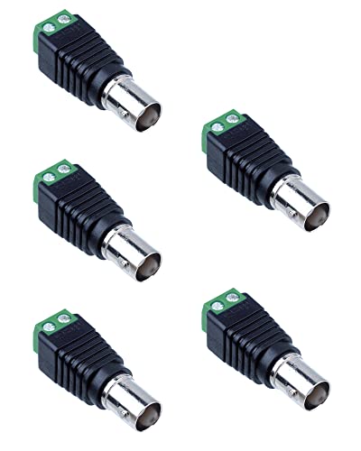 iYueMps BNC Screw Terminal Coaxial Connector,5 Pack BNC Female Plug to ...