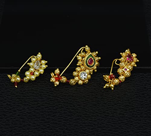 Medium Size Traditional Maharashtrian Banu Nath Nose ring without ...