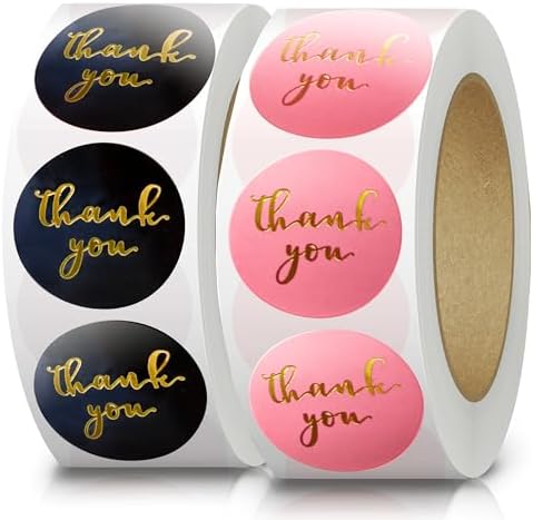 CLEVER SIGNS Thank You Stickers | 1.5 inches 500 Pink Stickers ...