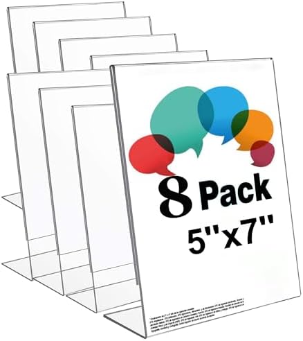 AOVEK (5''x7'' /8pack) Clear Acrylic Sign Holder - for Office Document ...