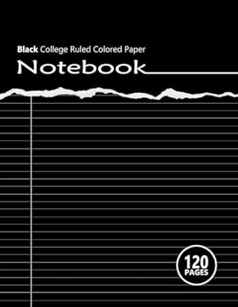 College Ruled Black Paper Notebook: Blank Lined Journal For Handwriting ...
