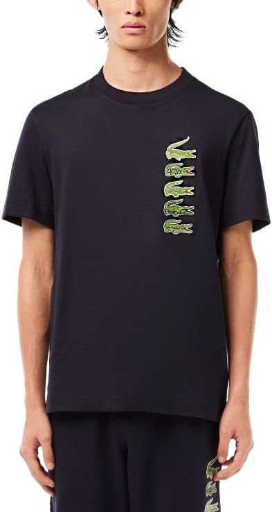 Lacoste Men's Short Sleeve Stacked Timeline Croc T-Shirt | Amazon.com