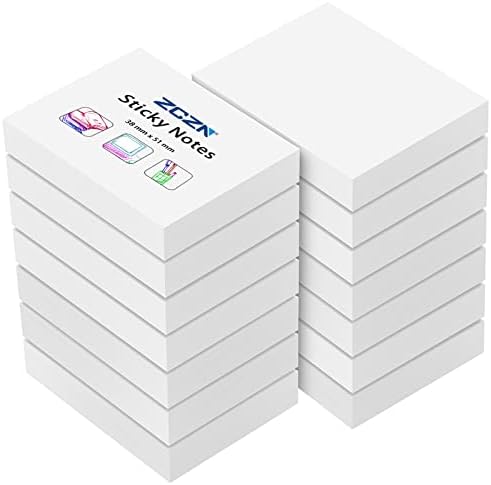 ZCZN Small Sticky Notes 38 x 51mm, 100 Sheets/Pad, 14 Pads, White ...