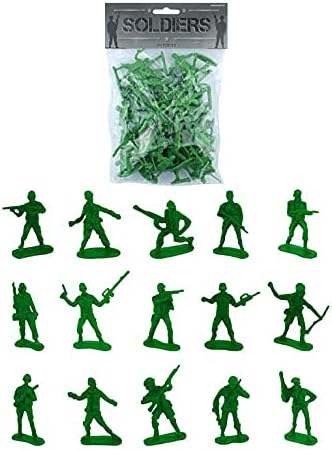Bag of 50 Traditional Green Plastic Toy Soldiers for Army Military War ...
