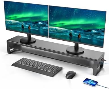 Amazon.com: Simple Trending 2 Tier Metal Dual Monitor Stand Riser ...