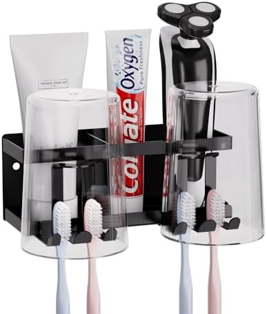 Amazon.com: 2 Pcs Toothbrush Holder Wall Mounted, No Drilling ...