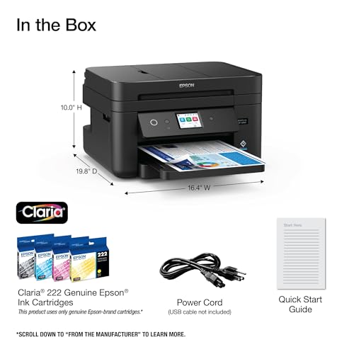 Epson Workforce WF-2960 Wireless All-in-One Printer with Scan, Copy ...