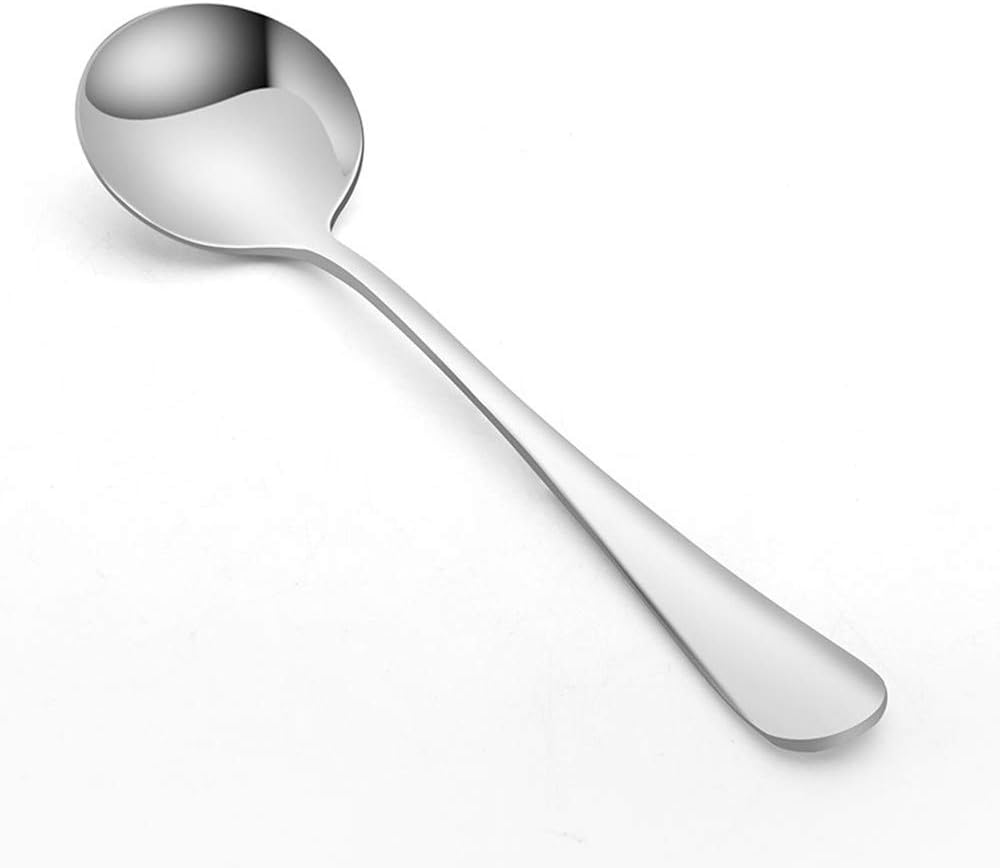 Amazon.com: Hiware 12-Piece Soup Spoons, Round Stainless Steel Bouillon ...