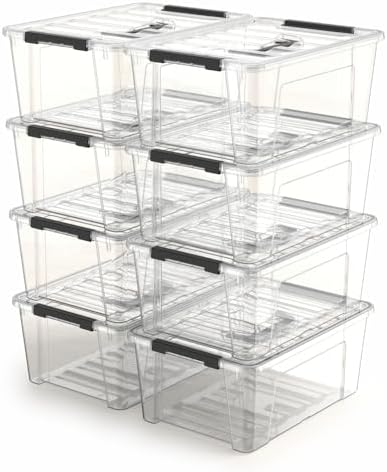 Amazon.com - YYXB 8 Pack 5 Quart Clear Plastic Storage Bins with ...