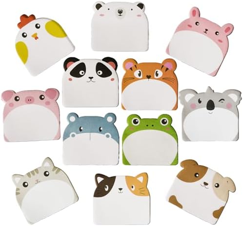 16Packs Cute Sticky Notes, Self-Stick Fun Animal Notes Kawaii Memo Pads ...