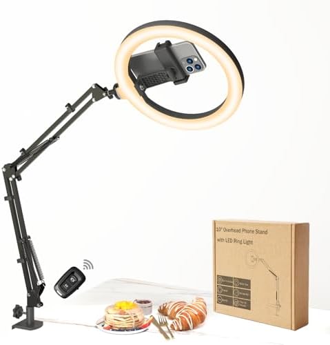 Amazon.com: FZYGRAVH 10" LED Ring Light with Overhead Phone Stand, CRI≥ ...
