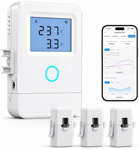 WiFi Home Energy Monitor with 3 80A CT Clamps, Circuit-Level Monitoring ...