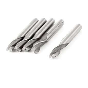 Aexit 5pcs 5mm Router Bits x 5mm x 15mm x 40mm 2 Flutes HSS End Mill ...