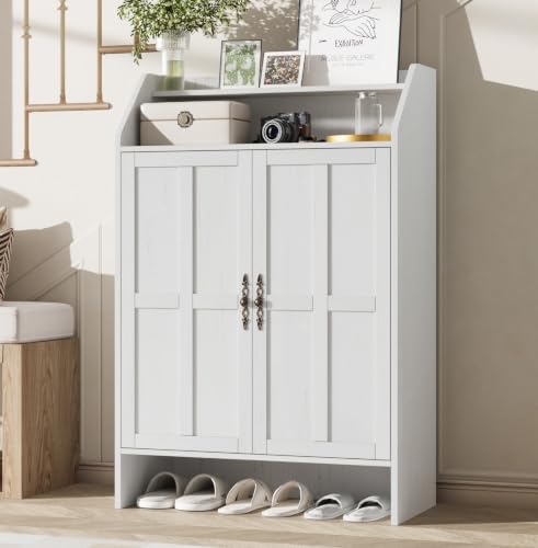 Amazon.com: Garvee 47'' Tall Farmhouse Shoe Cabinet with 2 Doors, Shoe ...