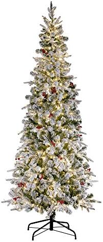 Amazon.com: 7 Foot Forest Spruce Flocked Slim Artificial Christmas Tree ...