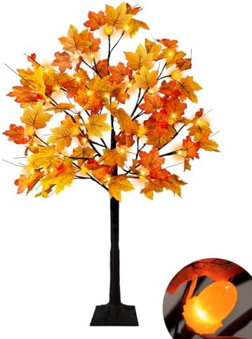 Amazon.com: Phliofd Lighted Eucalyptus Tree, 4FT Fall Tree With 48 ...