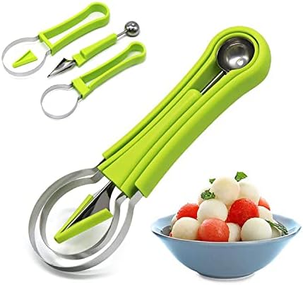 Melon Baller Scoop Set, Professional 4 in 1 Stainless Steel Watermelon ...