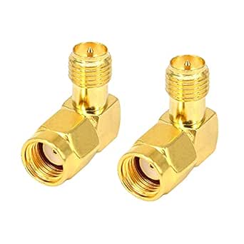Boobrie 90 Degree RP SMA Coaxial Adapter Connector RP SMA Male (Hole) to RP SMA Female (Pin ...