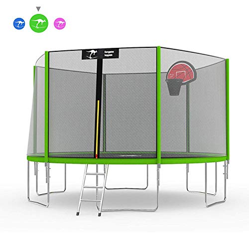 Kangaroo Hoppers 15 FT Trampoline with Safety Enclosure Net, Basketball ...