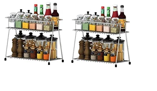 zebzo Combo 2PCS Big Size Stainless Steel 2 Layer Kitchen Spice Rack ...