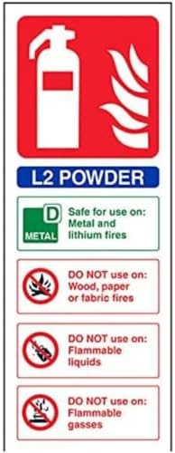 V Safety L2 Powder Id Fire Extinguisher Sign - 75mm x 200mm - 1mm Rigid ...