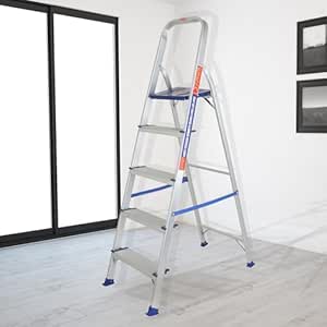 Giraffe Big Step Heavy-Duty Folding 5 Step Ladder for Home with ...