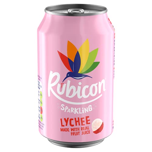 Rubicon 24 Pack Sparkling Lychee Flavoured Fizzy Drink with Real Fruit ...