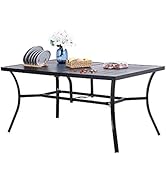 Amazon.com: PHI VILLA 37 Inch Outdoor Dining Table Metal Steel Slat ...