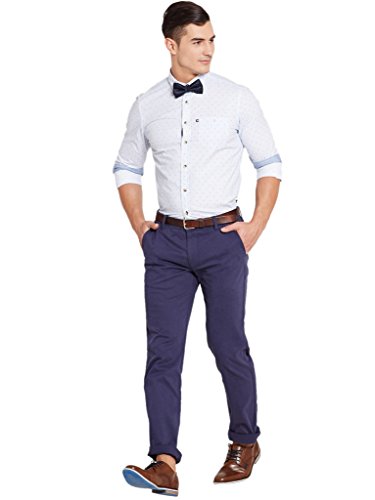 Buy american swan Men's Hydrum White/Blue Shirt-46 at Amazon.in