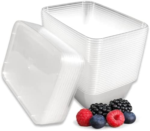 PWgoods Clear Plastic Food Containers with Lids 1000ml | Takeaway ...