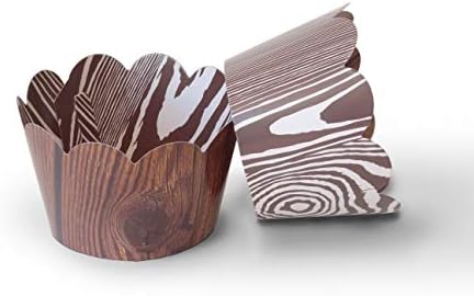 Amazon.com: 120 Pcs Wood Grain Cupcake Wrappers Woodland Cupcake ...