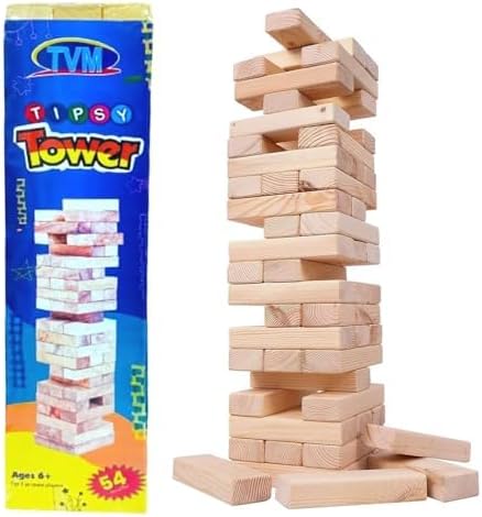 Buy TVM Wooden Tower Block for Kids - 54 Pieces Classic Wooden Block ...