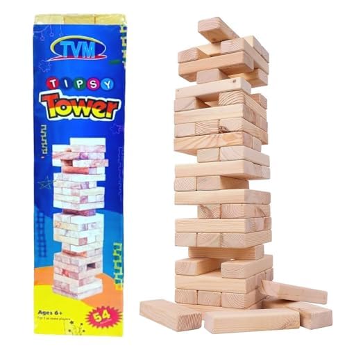 Buy TVM Wooden Tower Block for Kids - 54 Pieces Classic Wooden Block ...