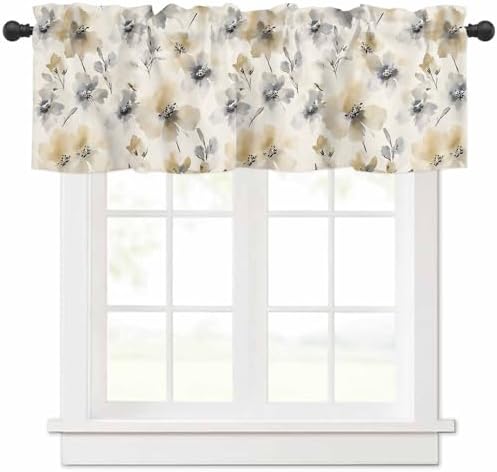 Amazon.com: Pinroote Watercolor Flower Valances Window Treatment ...