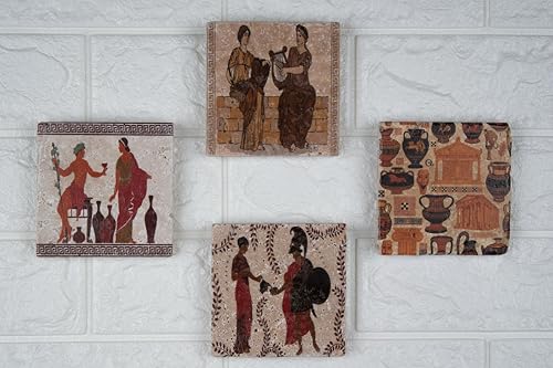 Amazon.com: Ancient Greece Stone Wall Art, set of 4 wall decoration ...