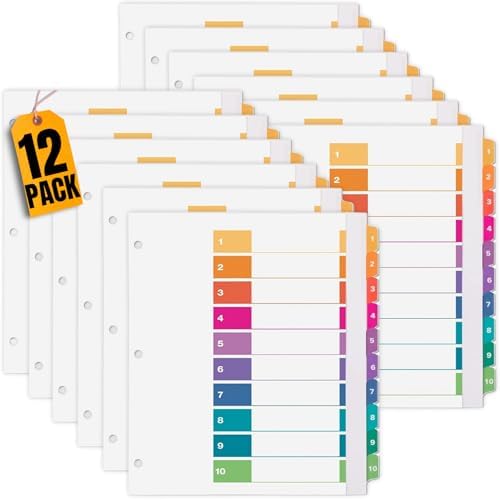 1InTheOffice Table of Contents Binder Dividers 10 Tabs, 3 Ring Binder ...