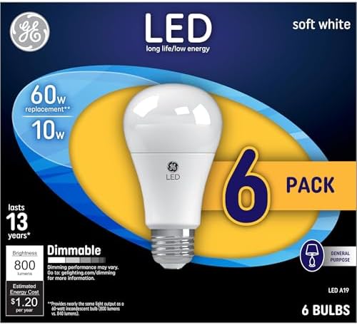 GE Reveal HD+ LED Light Bulbs, 60 Watt, A19 Bulbs (4 Pack) - Amazon.com