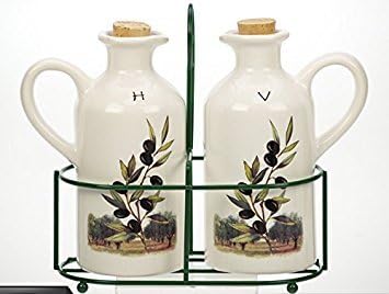 Amazon.com: French Inspired Ceramic Olive Design Oil and Vinegar ...