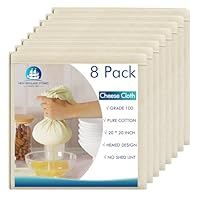 8 PCS Reusable Cheesecloth, Grade 100, 20x20 Inch Hemmed Cheese Cloth ...