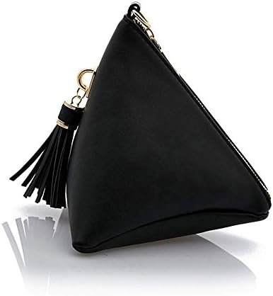 Lily Tassel Pyramid Womens Mini Tote Bag Black Clutch Unique Triangle ...