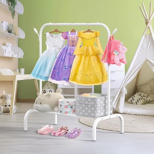 Amazon.com: Kids Clothing Rack with Storage Shelf and Hooks - Sturdy ...
