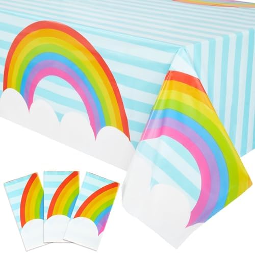 Amazon.com: BLUE PANDA 3 Pack Pastel Rainbow Tablecloth for Baby Shower ...