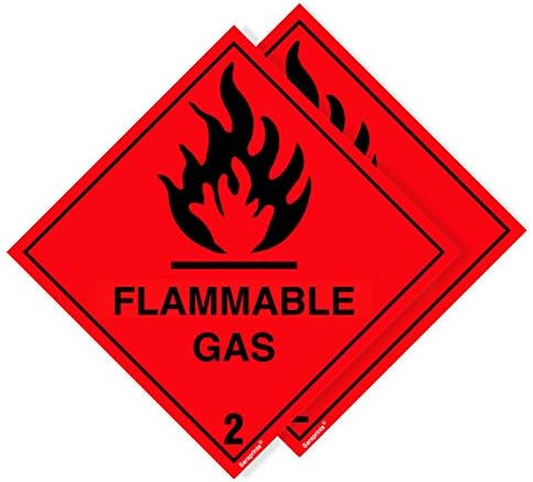 Flammable Sticker (100 x 100 mm) Self Adhesive Waterproof Gas Sticker ...